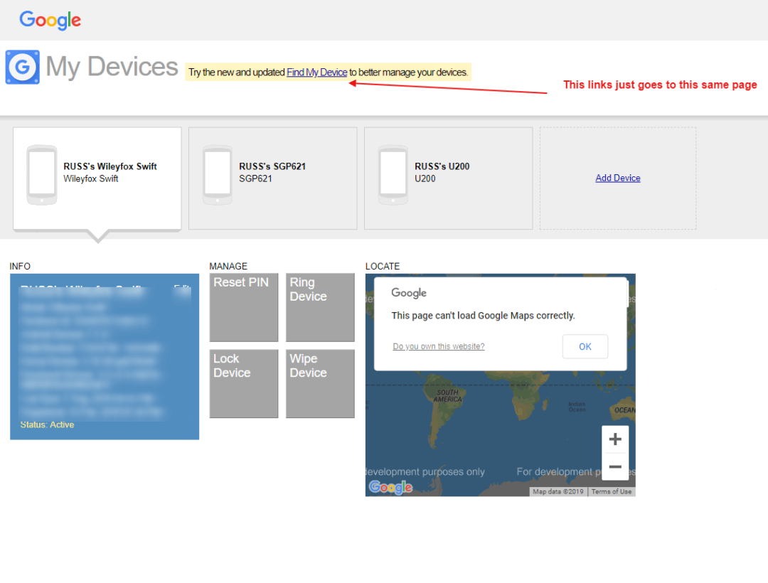 Google Find My Device not working